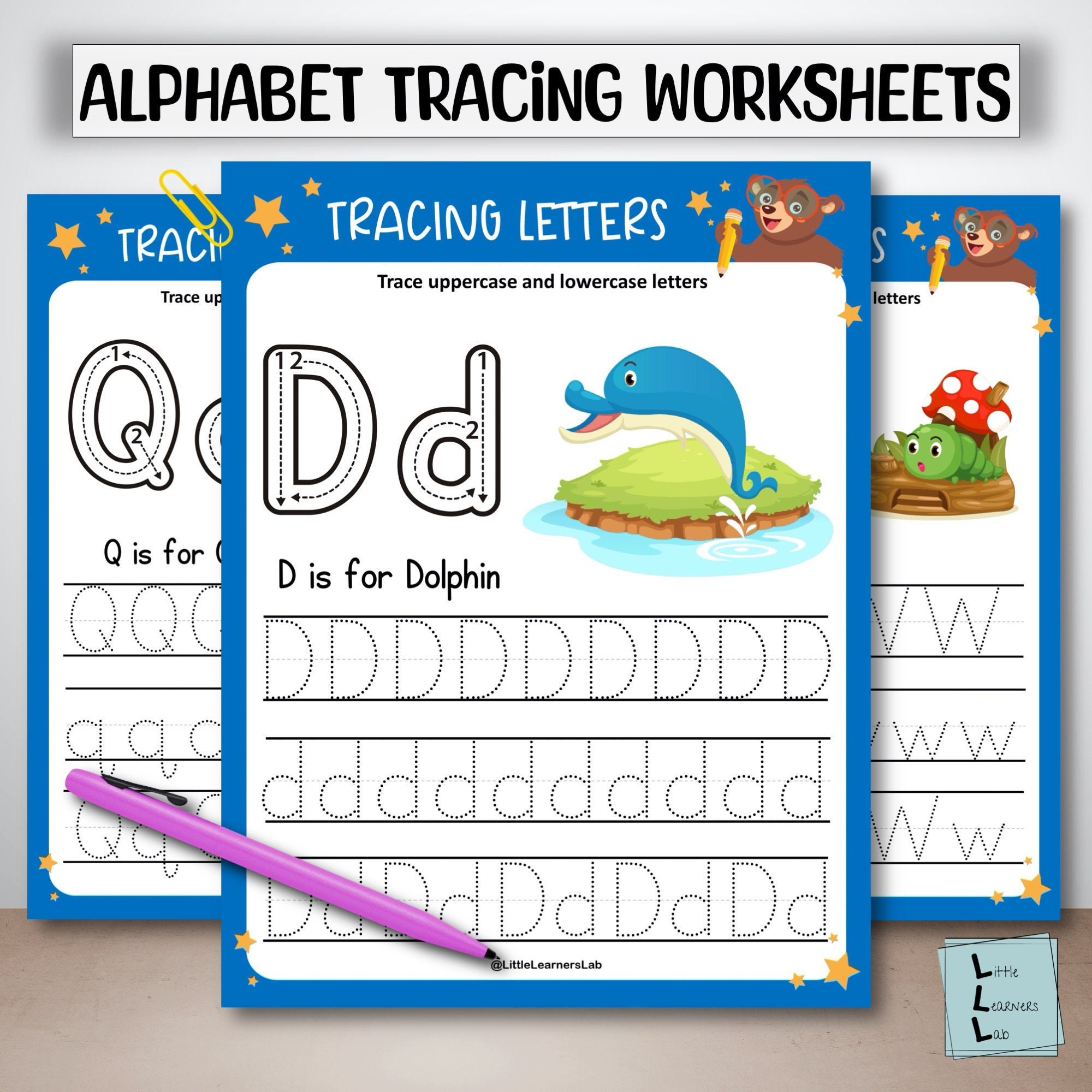 26 Printable Alphabet Tracing Worksheets, ABC Handwriting Practice ...