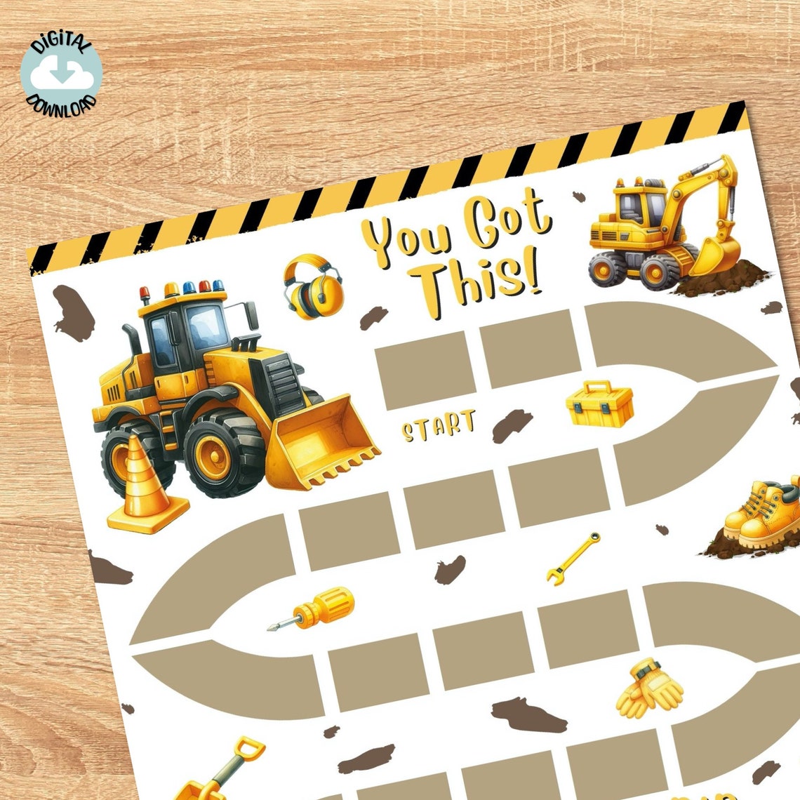 Printable Construction Reward Chart, Kids Behavior Chart, Kids Routine ...