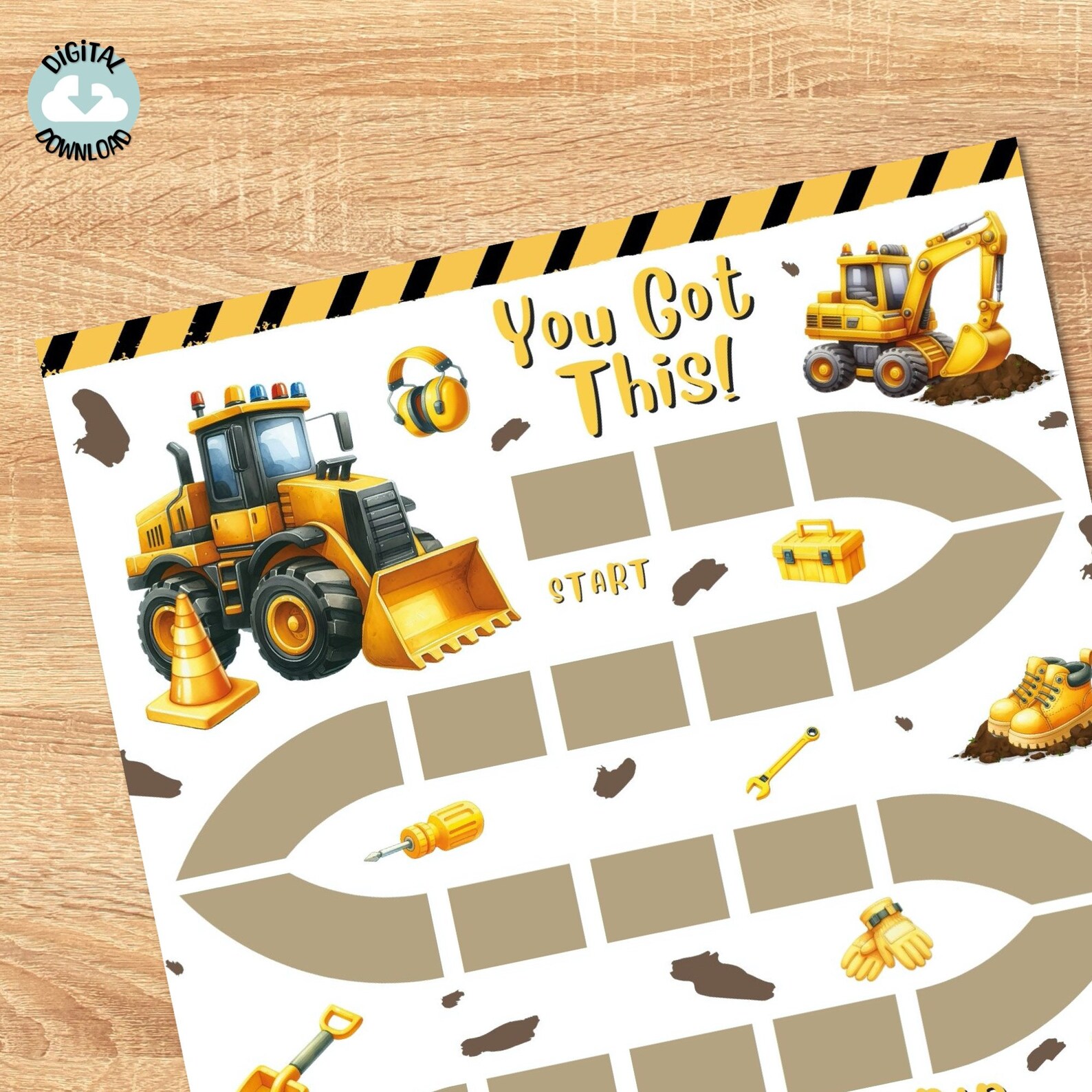 Printable Construction Reward Chart, Kids Behavior Chart, Kids Routine ...