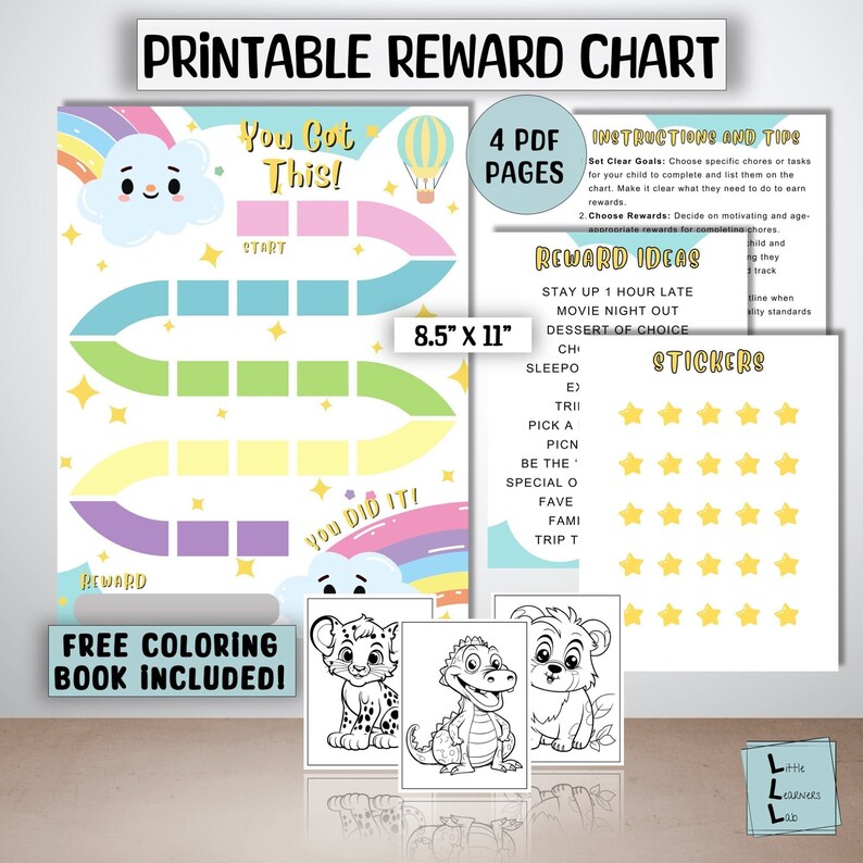 Printable Rainbow Reward Chart, Kids Behavior Chart, Kids Routine Chore ...