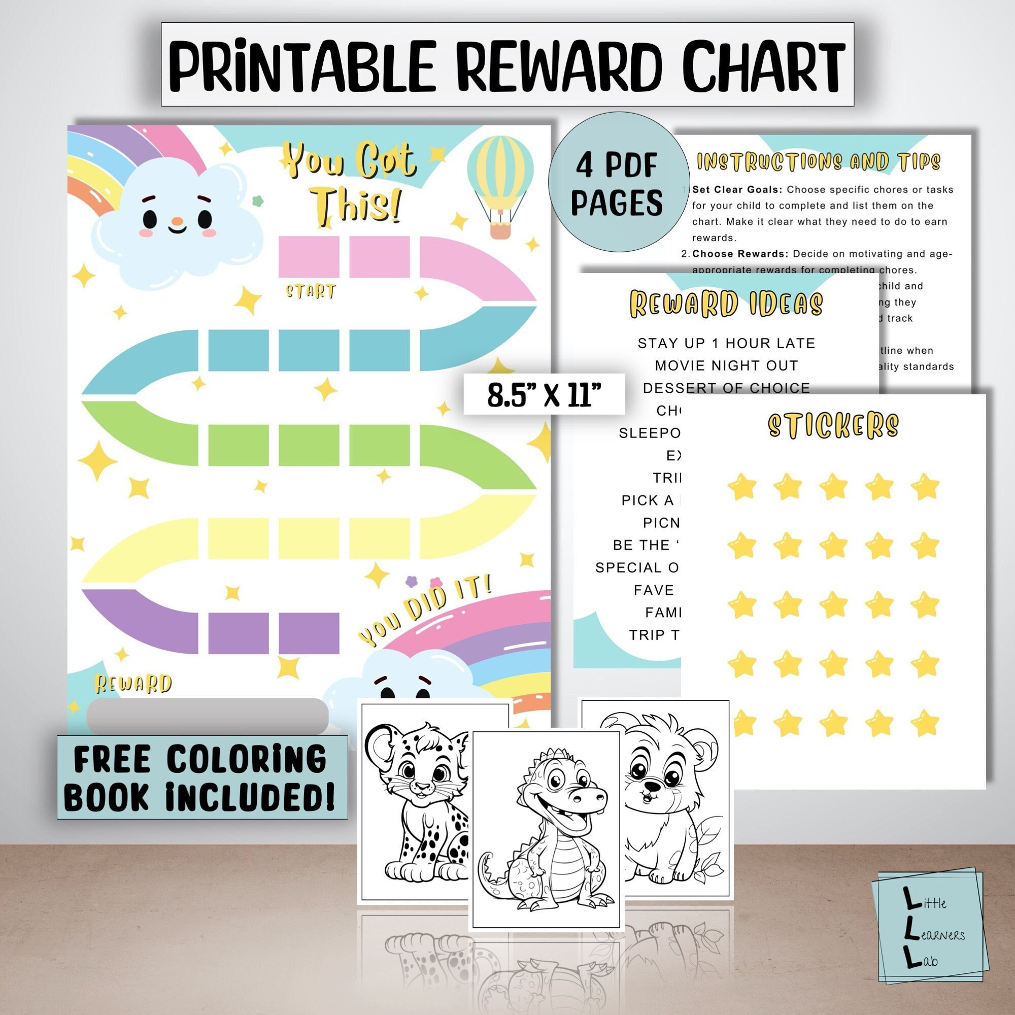 Printable Rainbow Reward Chart, Kids Behavior Chart, Kids Routine Chore ...