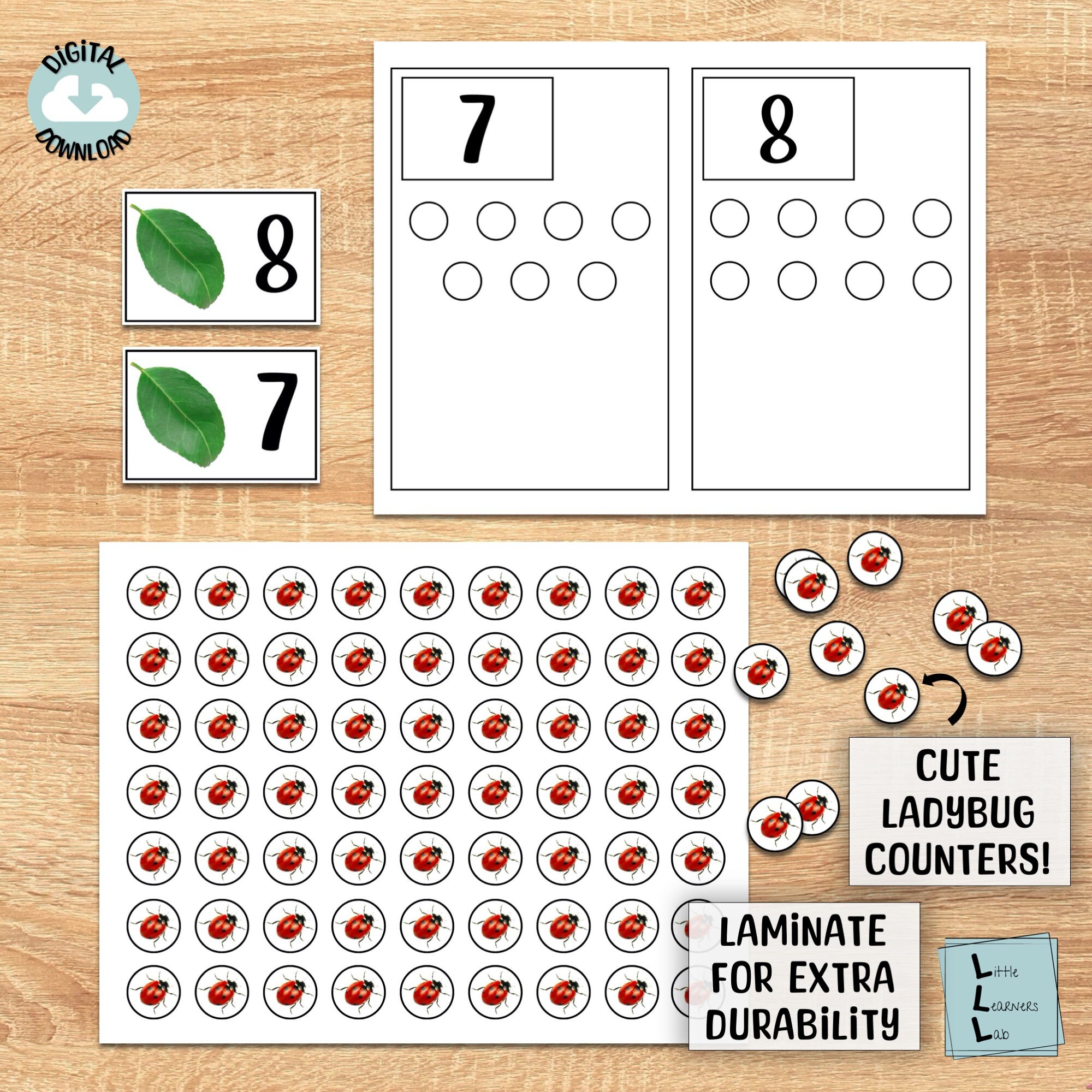 Ladybug Numbers and Counters, Number Match Practice 1-20, Numbers ...