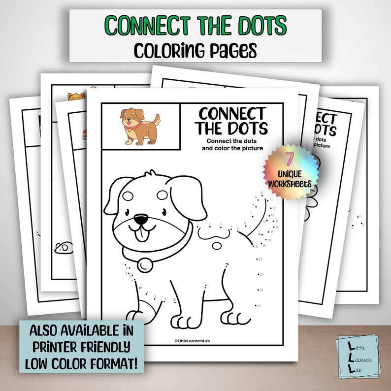 Connect the Dots, Dot to Dot Coloring for Kids, Preschool Coloring ...