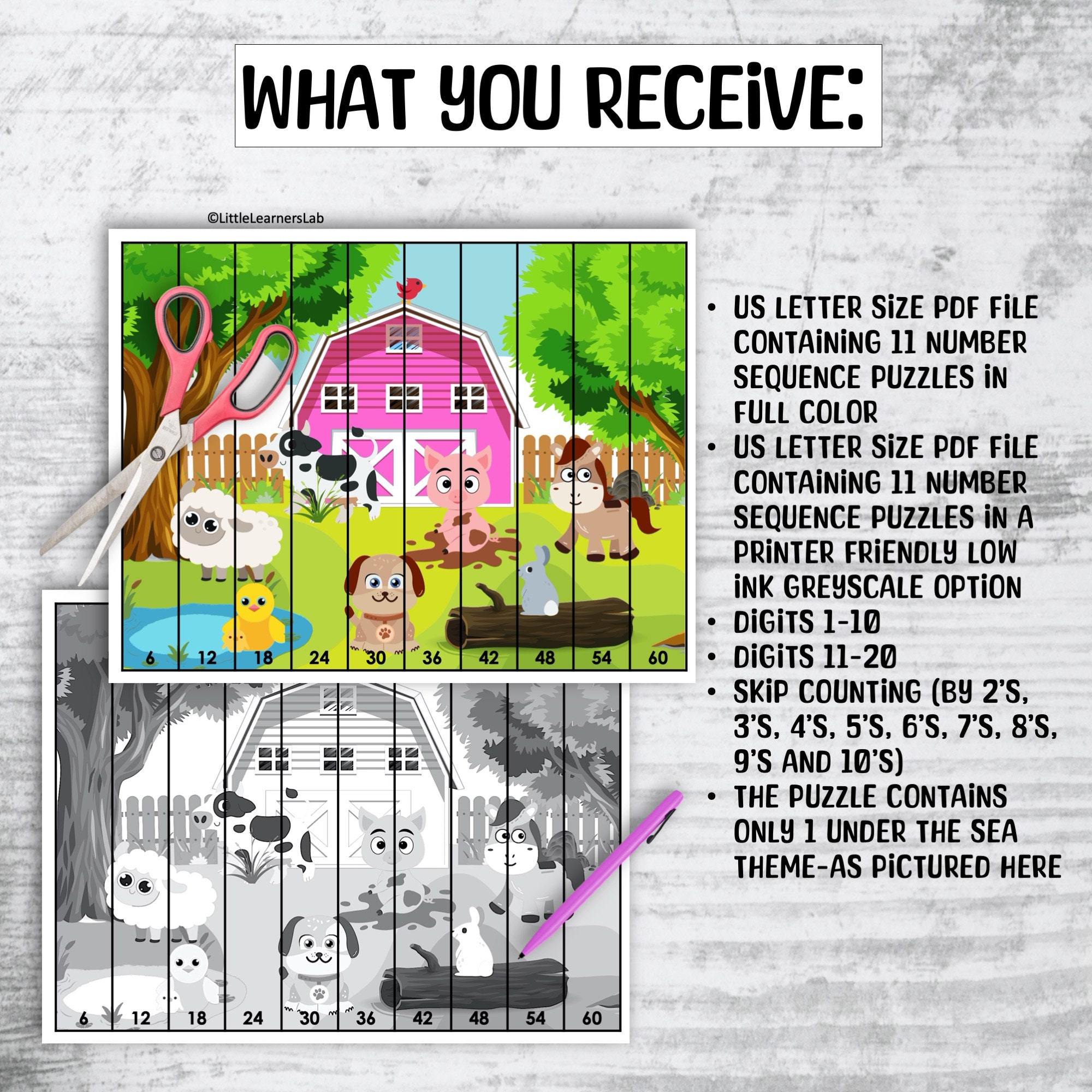 Skip Counting Puzzle, Montessori Math Printable, Kindergarten 1st Grade ...