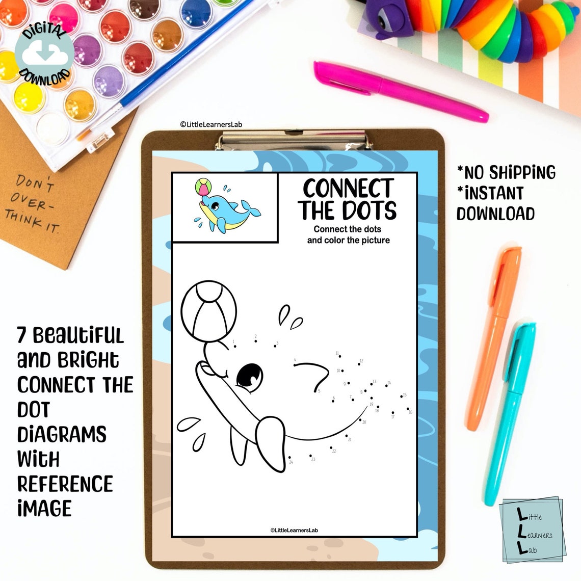 Connect the Dots, Dot to Dot Coloring for Kids, Preschool Coloring ...