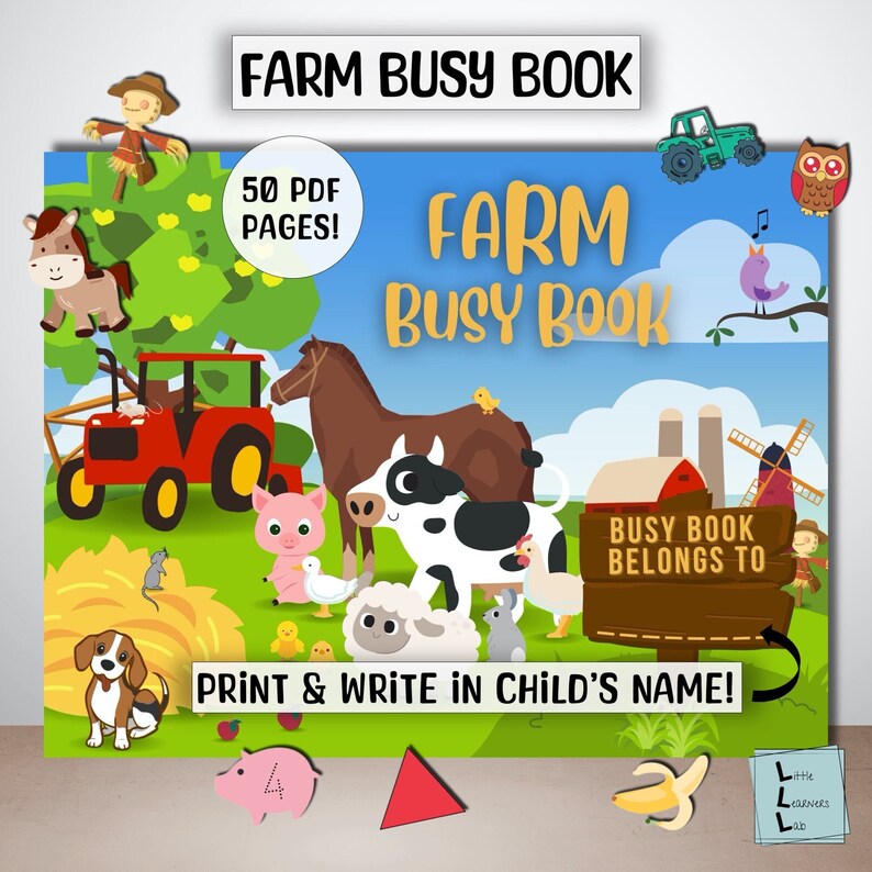 Personalized Farm Busy Book Learning Binder Preschool Busy Quiet Book ...