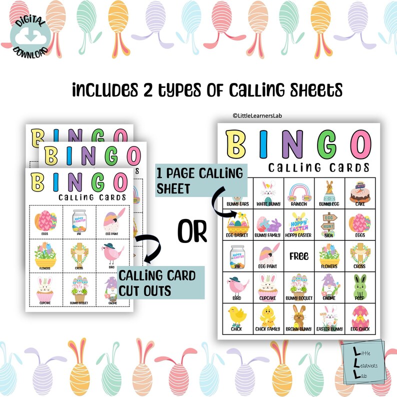 50 Easter Bingo Cards Printable Game, Bingo Easter Classroom Activity ...