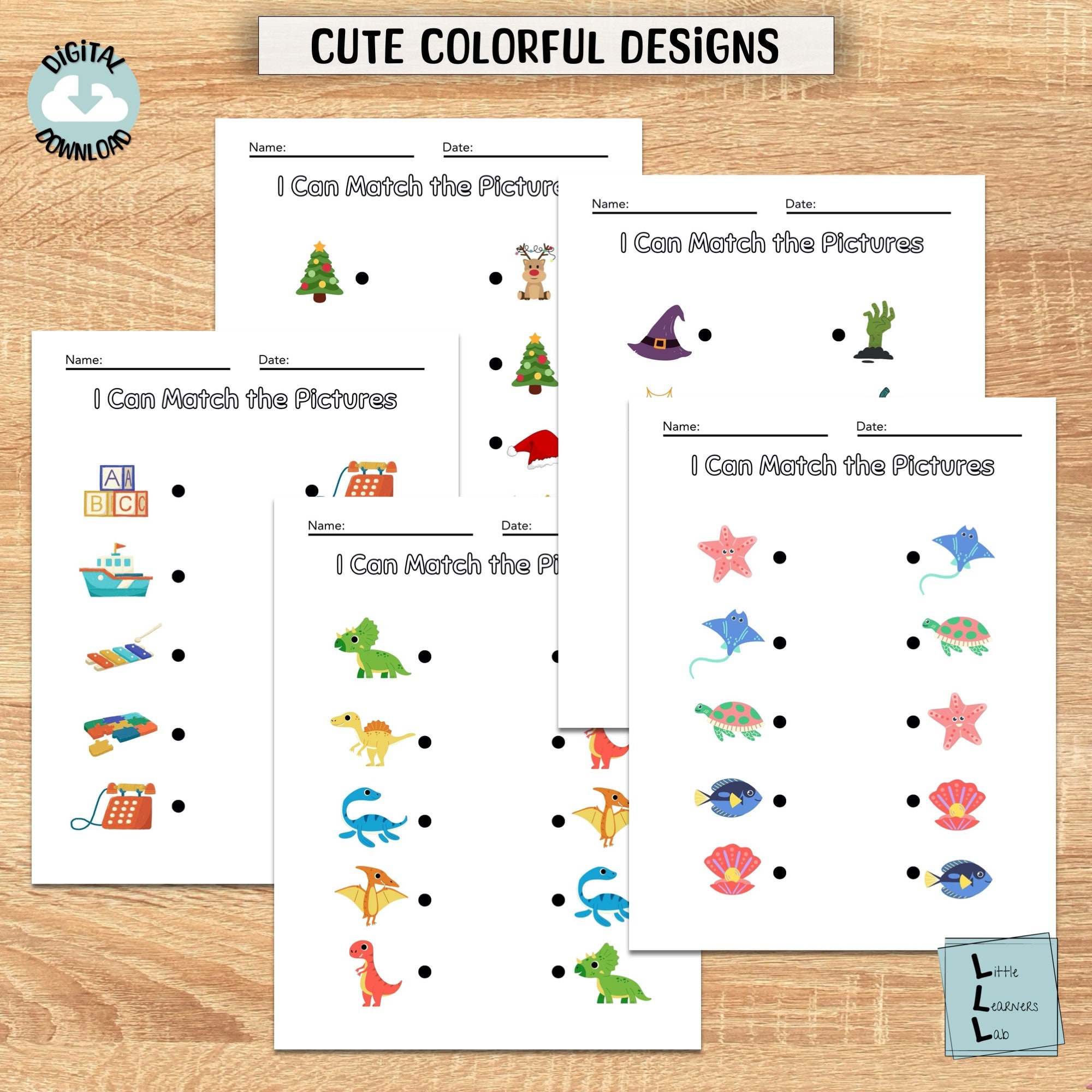 Printable Matching Worksheets, Match the Picture, Kindergarten ...