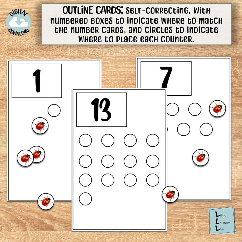 Ladybug Numbers and Counters, Number Match Practice 1-20, Numbers ...