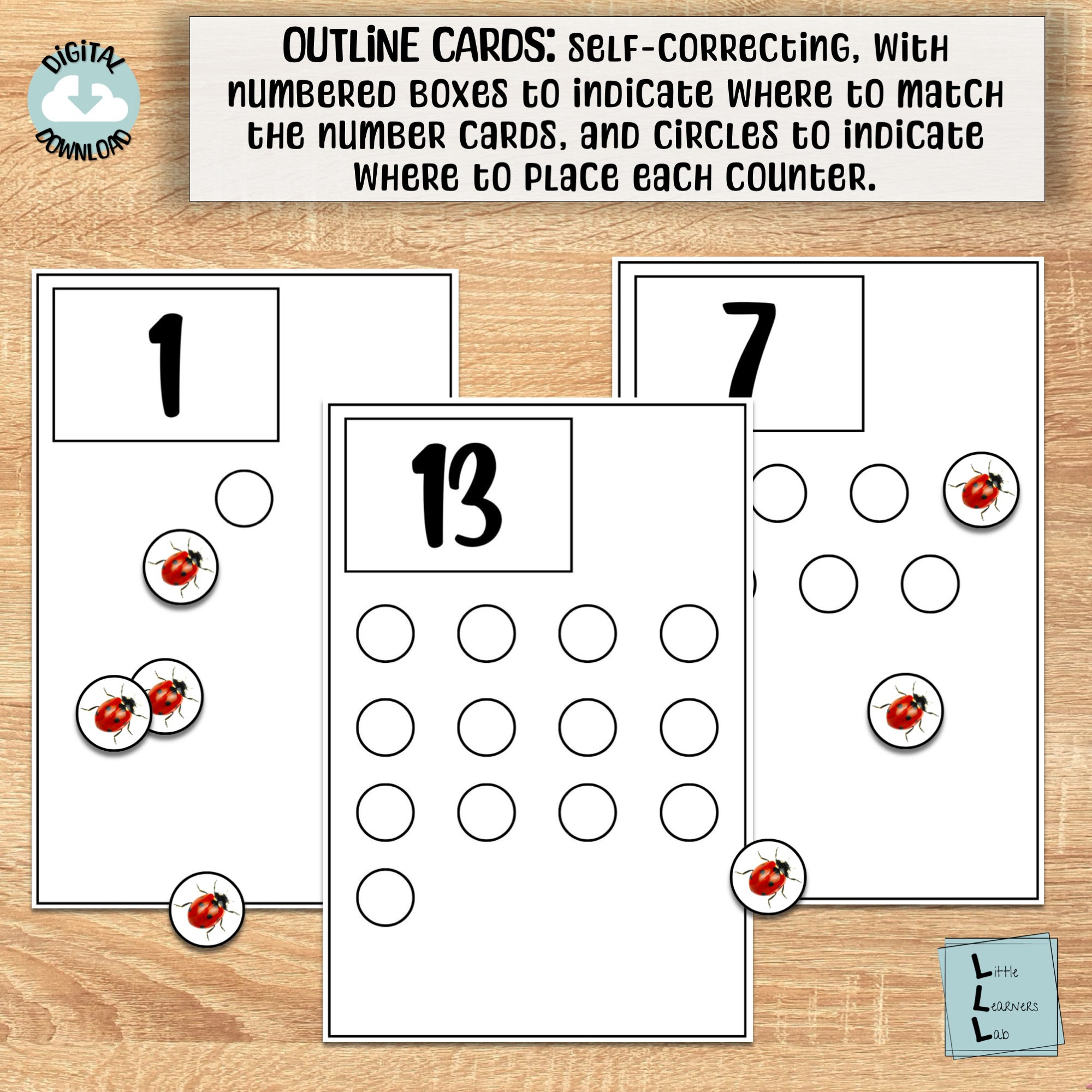 Ladybug Numbers and Counters, Number Match Practice 1-20, Numbers ...