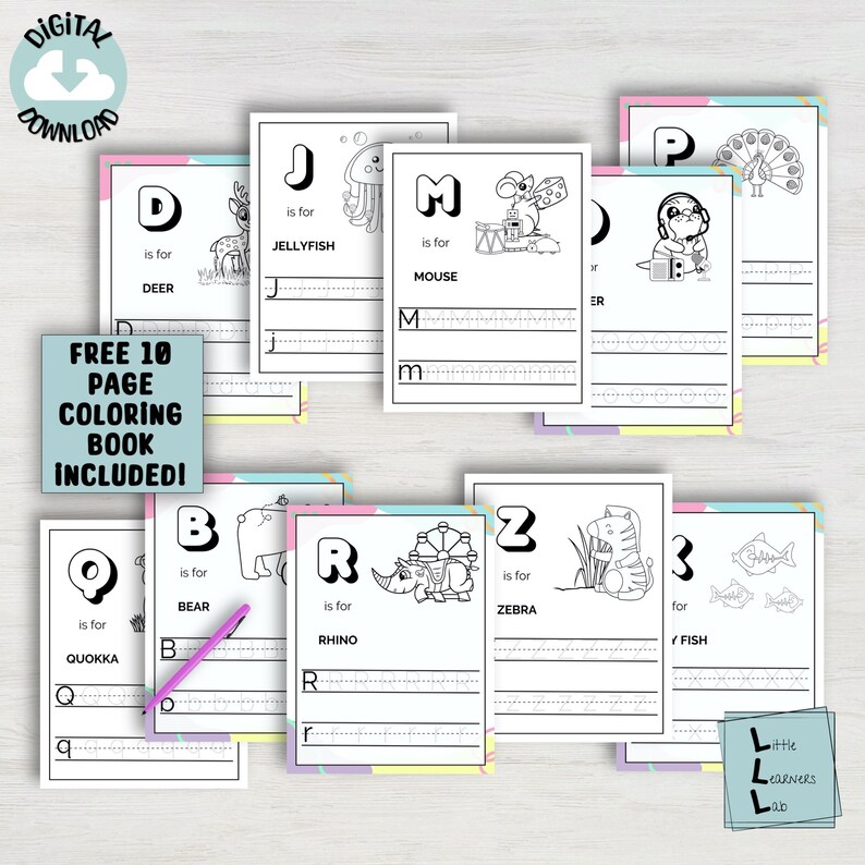 26 Printable Trace the Alphabet Worksheets, ABC Handwriting Practice ...