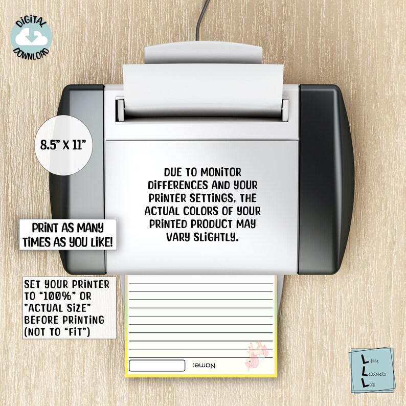 PRINTABLE Set of Primary Lined Paper, Letter Sized Pages, Lined Paper ...