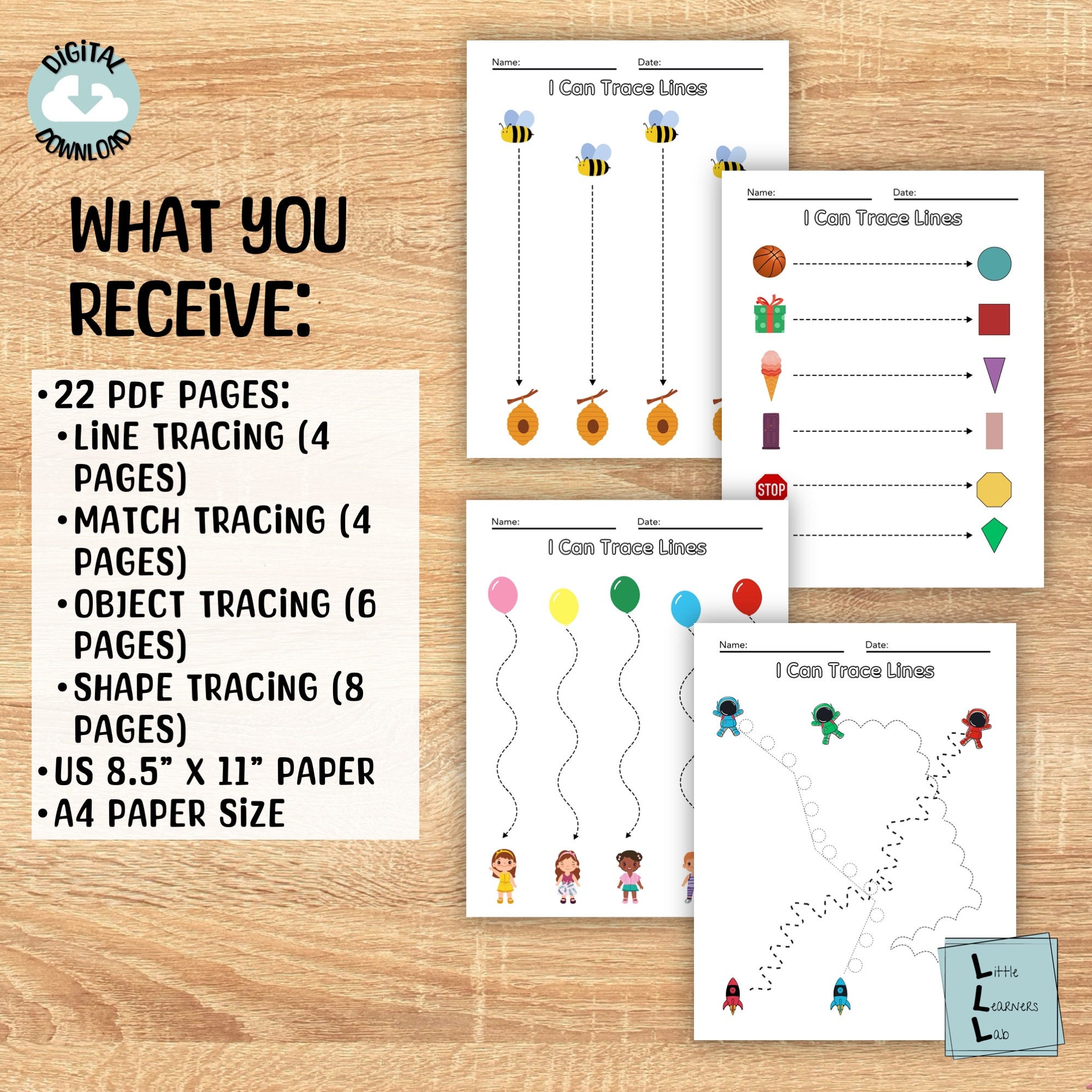 Preschool Line Tracing Worksheets, Line Trace Pages, Homeschool Busy ...