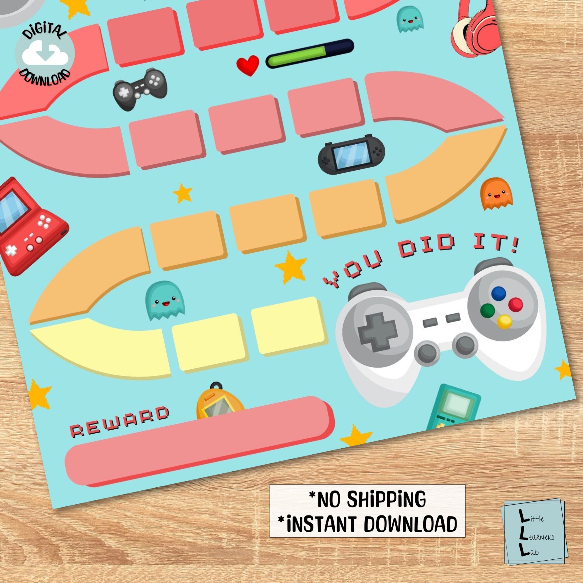 Printable Video Game Reward Chart, Gamer Behavior Chart, Kids Daily ...
