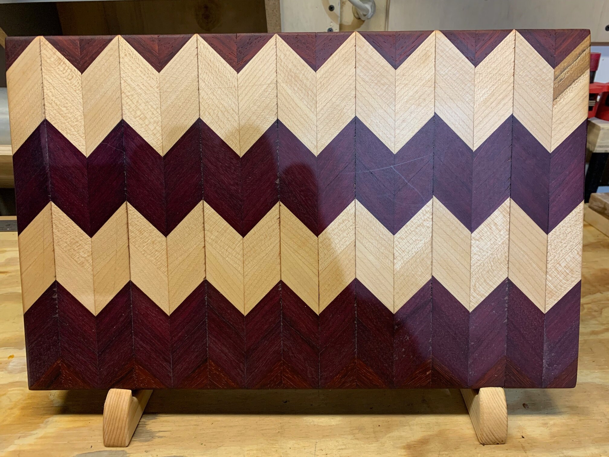 End Grain Cutting Board: Snakeskin Chevron, Hard Maple & Purple Heart ...