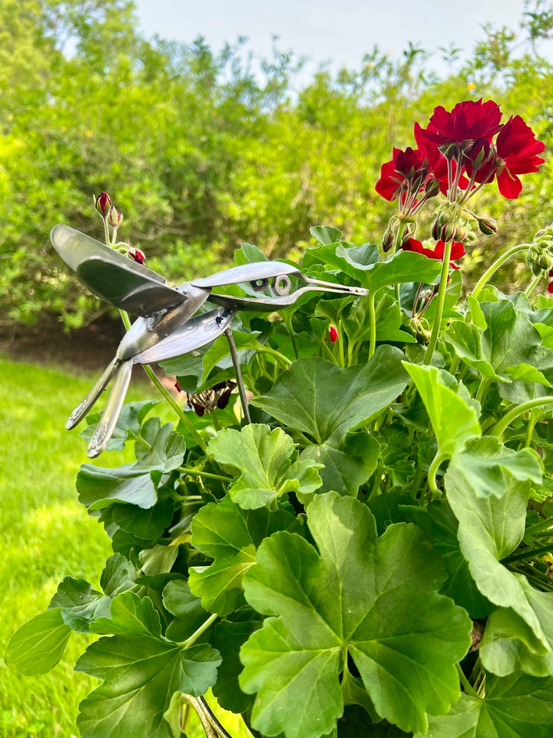 Welded Spoon Hummingbird Sculpture: Recycled Metal Garden Decor - Etsy