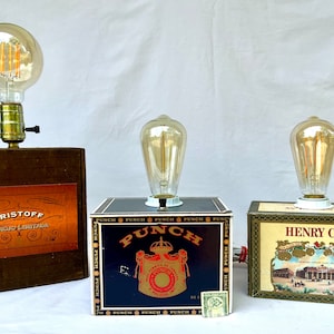 Cigar Box Lamp / Made in USA / Edison Type Bulb Included / Table Lamp ...