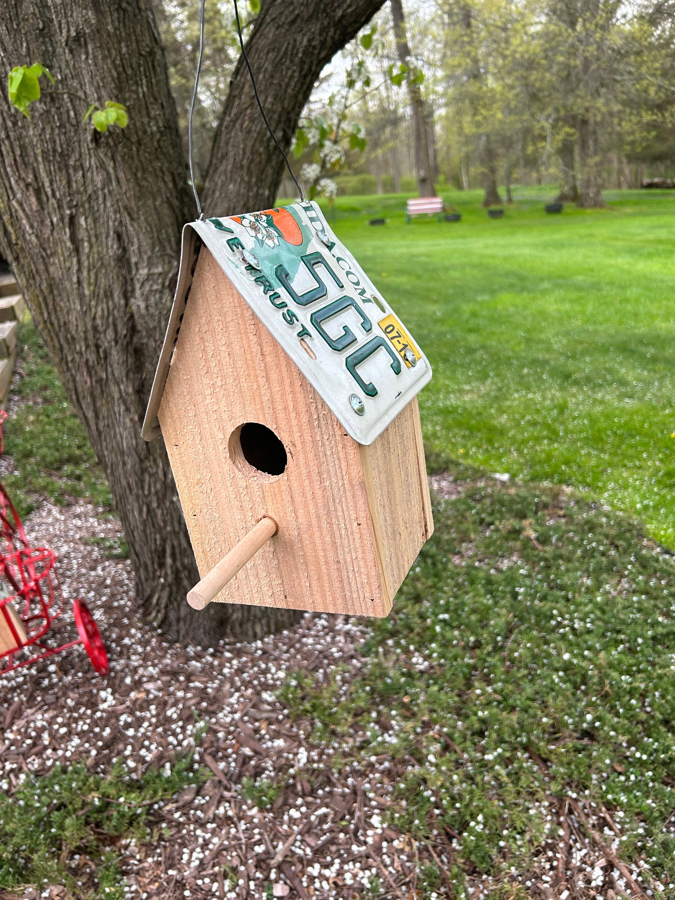 Cedar Birdhouse With License Plate Roof - Veteran Made - Custom Options ...