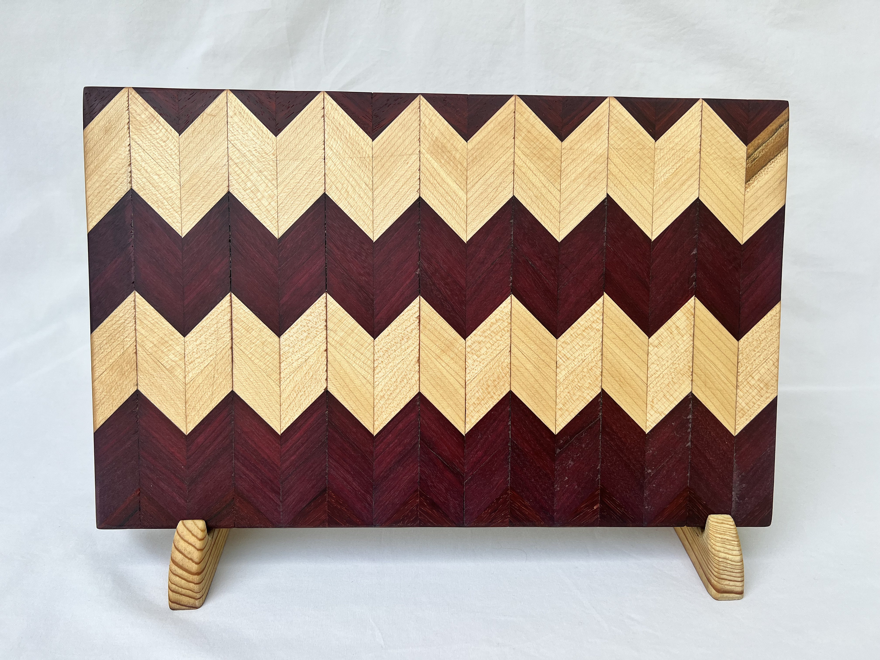 End Grain Cutting Board: Snakeskin Chevron, Hard Maple & Purple Heart ...