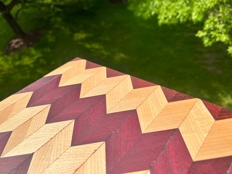 End Grain Cutting Board: Snakeskin Chevron, Hard Maple & Purple Heart ...