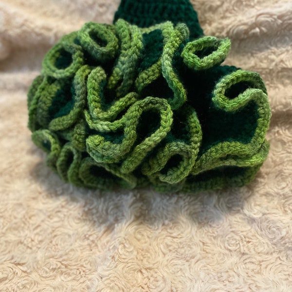 Black Crochet Ruffle Hat - Etsy