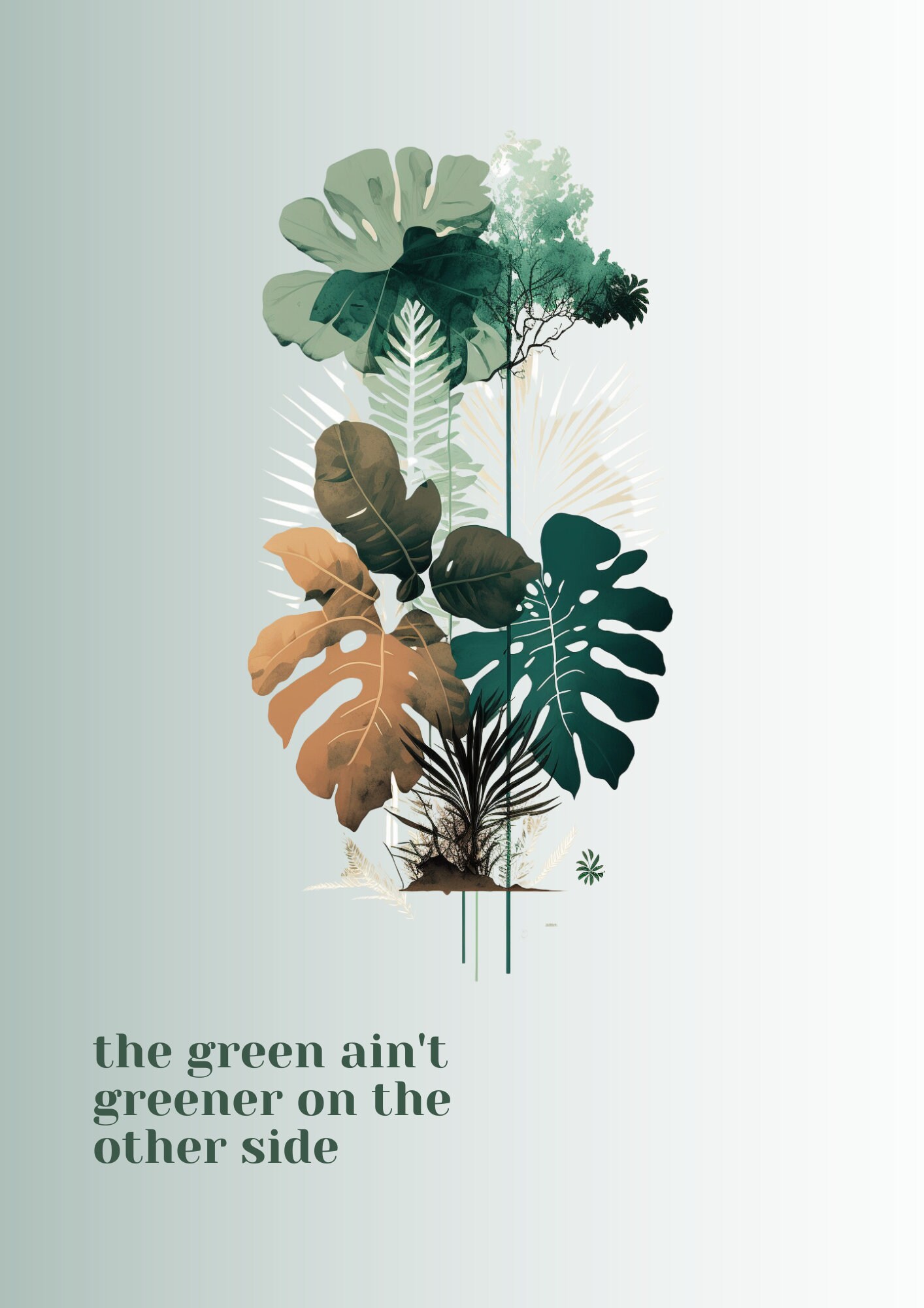 Poster Vegetation Plants, Motivational Saying, Set of 2 Digital Arts ...