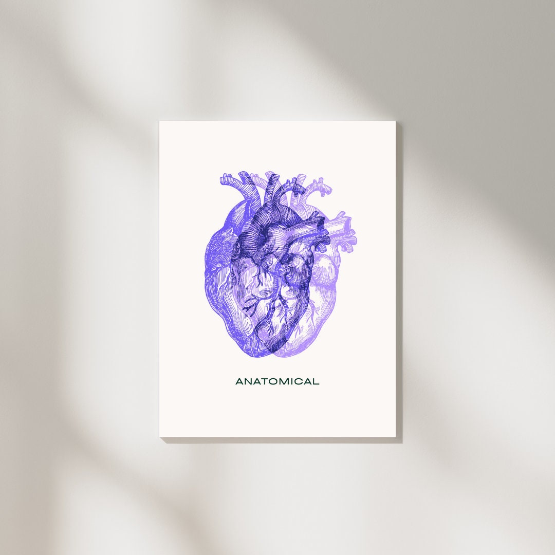Heart Poster, Anatomical Wall Art, Minimalist Single Print to Download ...