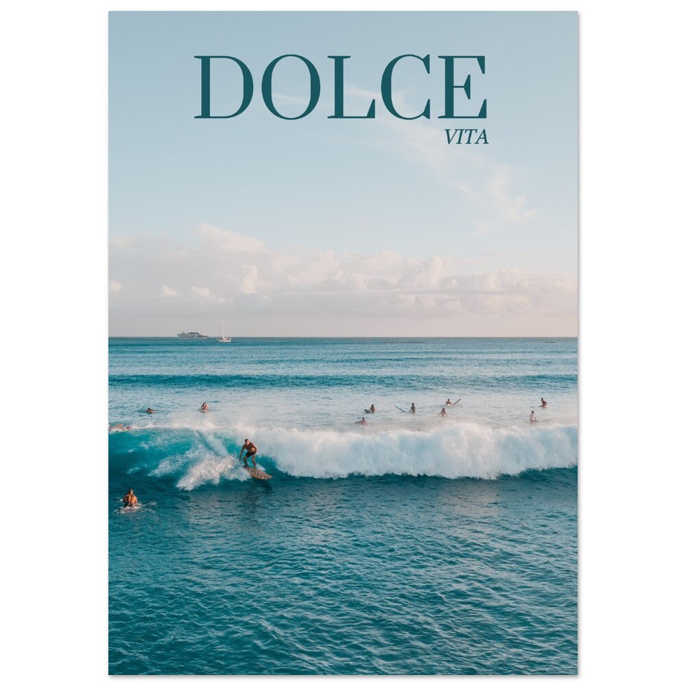 Ocean Wave Poster Design, Dolce Vita Wall Art, Home Decor, Blue Trendy ...