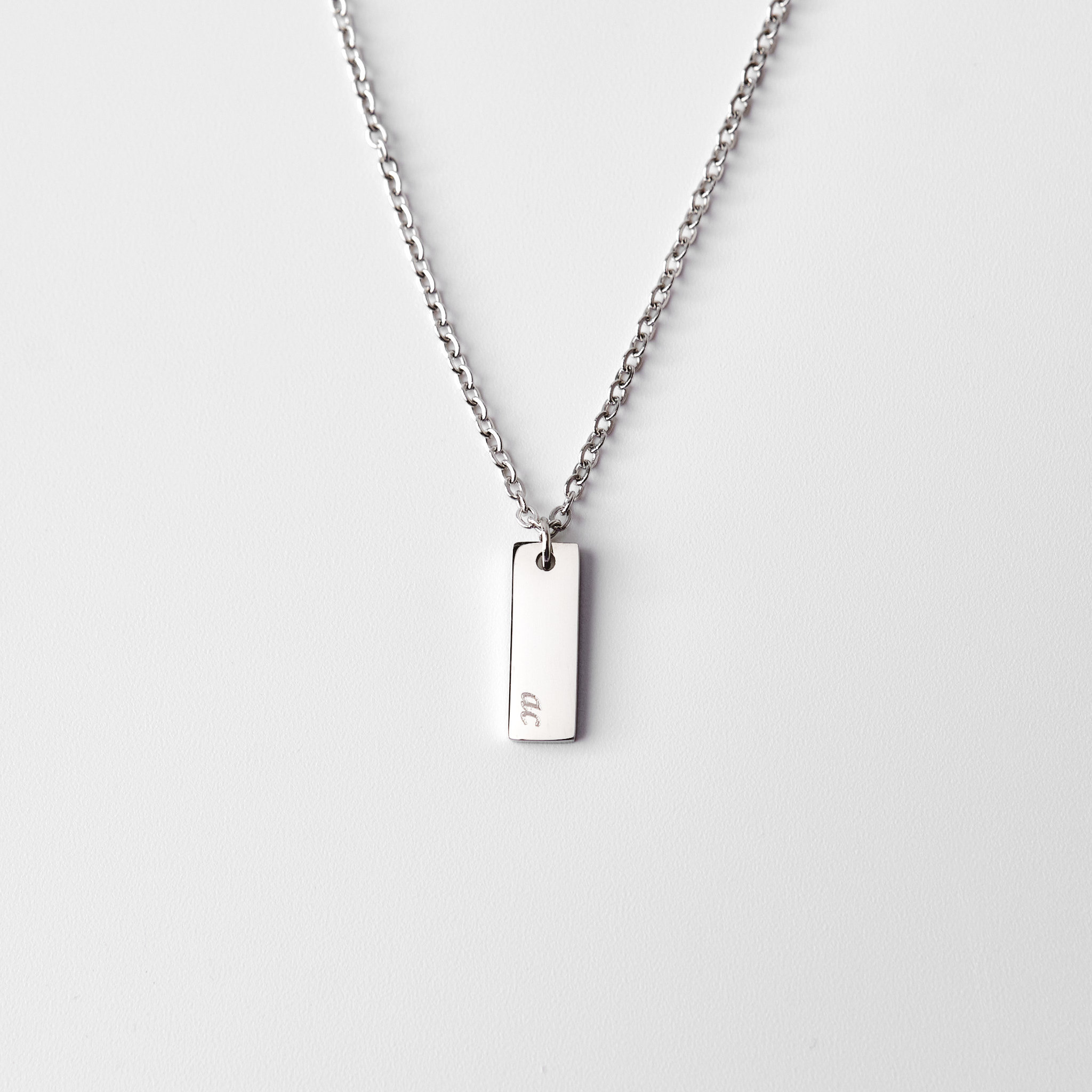 Tiny Rectangle Initial Necklace. Mini Rectangle Engraved Necklace ...