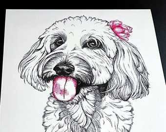 Labradoodle Wall Art, Labradoodle Art Print, Labradoodle Sketch Art ...