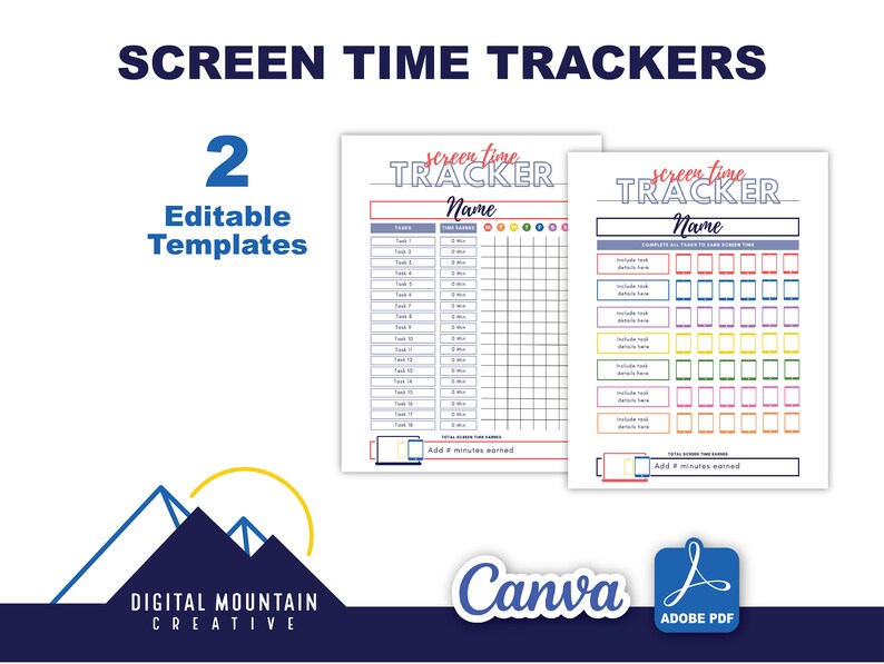 Screen Time Tracker Editable Printable Planner Weekly Tasks - Etsy