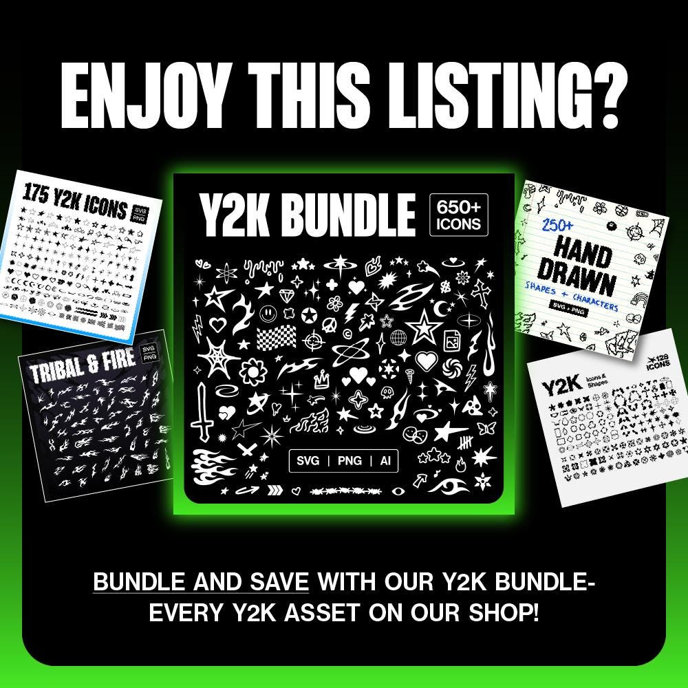 Y2K Icon Pack: Retro-futuristic Vector Graphics (SVG, PNG, Ai) - Etsy