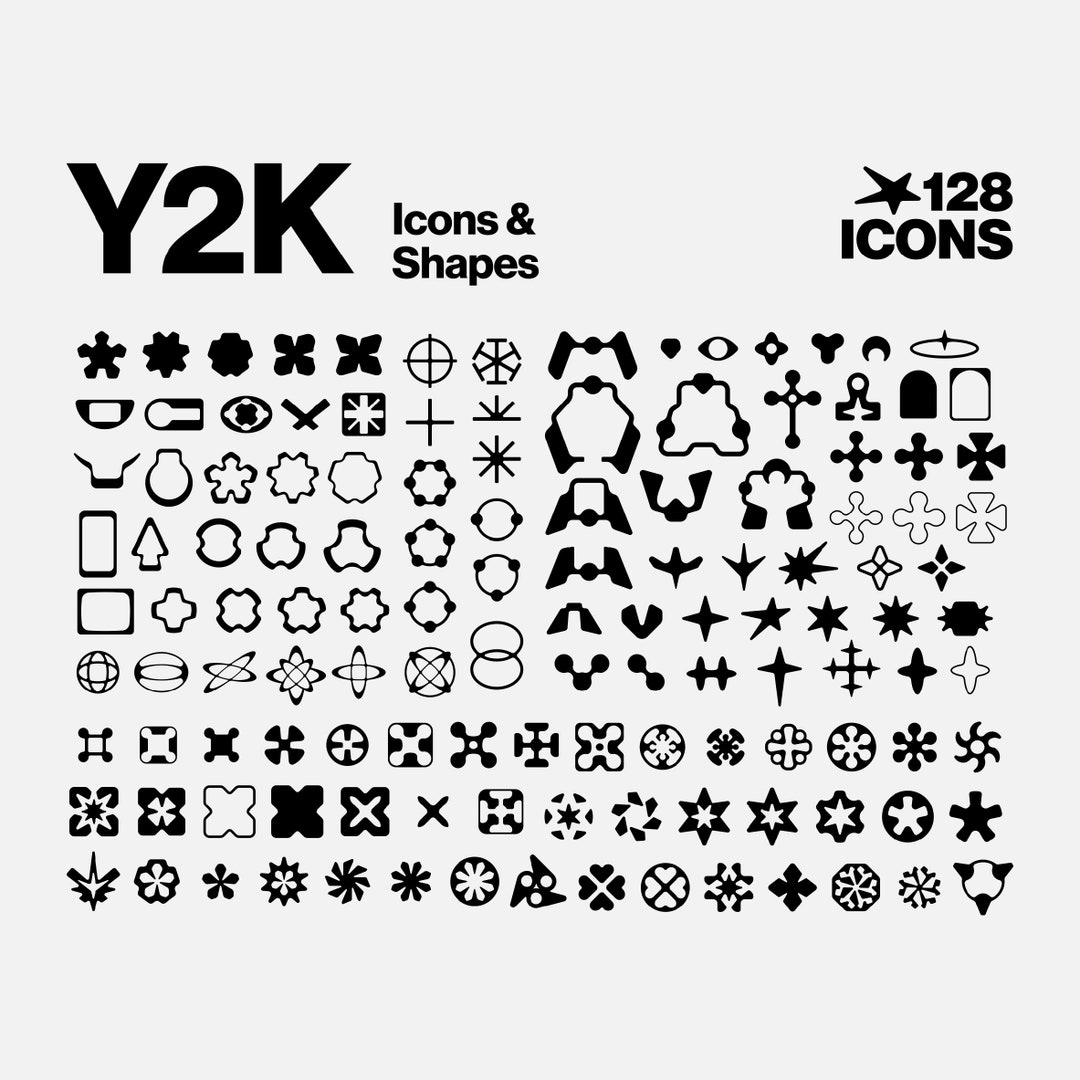 Y2K Icon Pack Cyber Y2K Elements Retro Futuristic Y2K Icon Streetwear ...