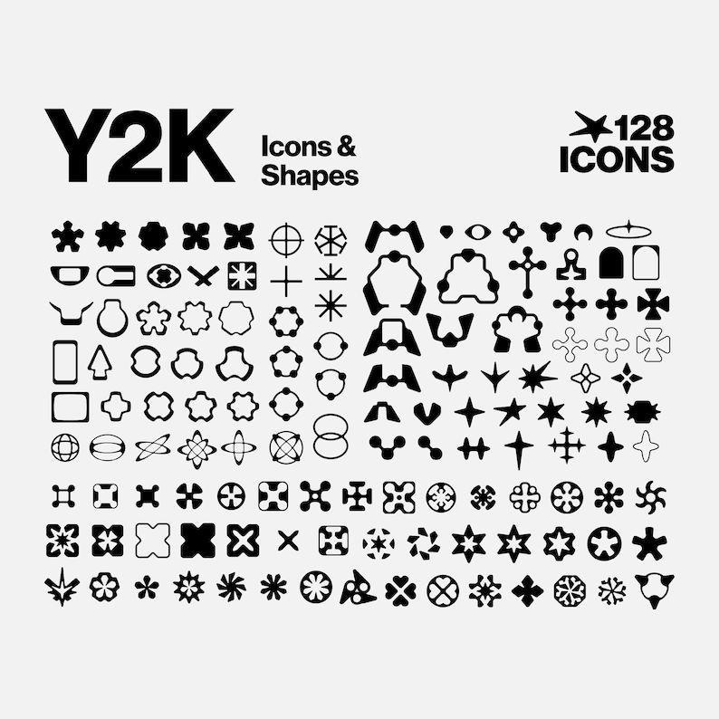 Y2K Icon Pack: 128 Retro-futuristic Vector Elements (AI, SVG, PNG) - Etsy