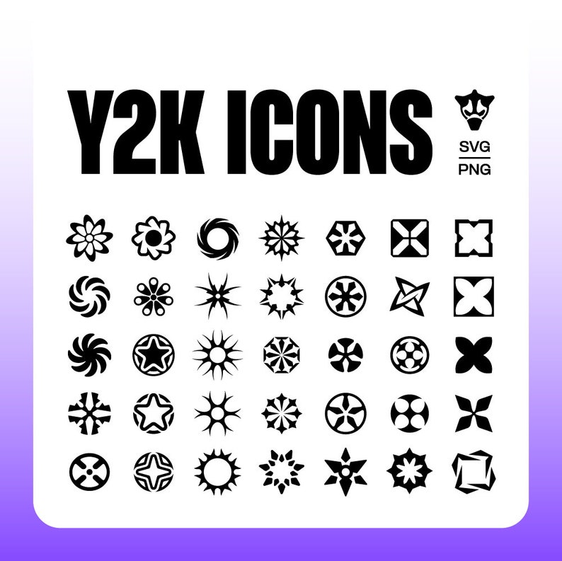 Y2K Custom Icons: Retro Futuristic Streetwear (SVG, PNG) - Etsy