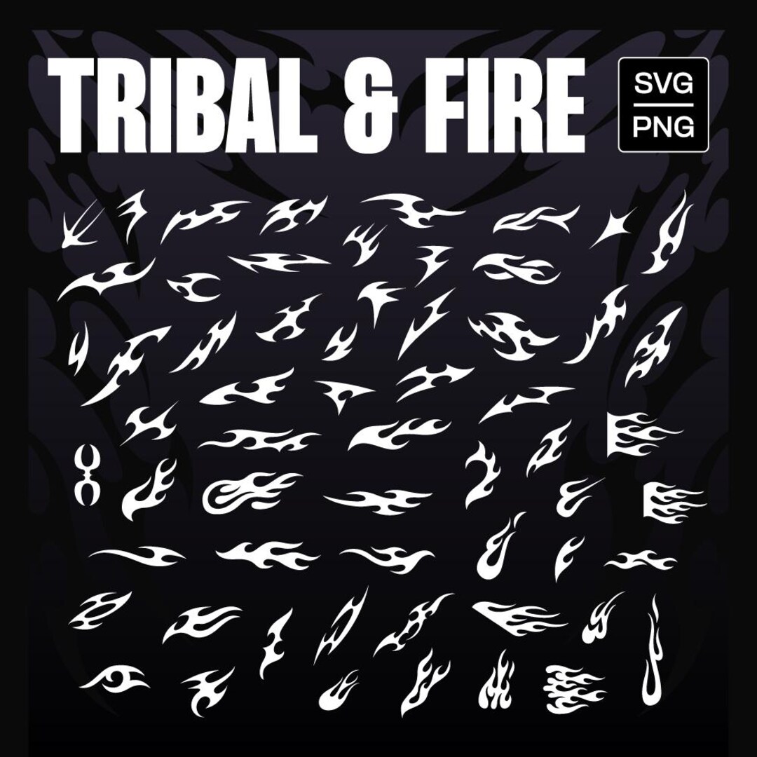 Y2K Tribal Fire Icons: Streetwear Clipart (SVG, PNG, PSD) - Etsy