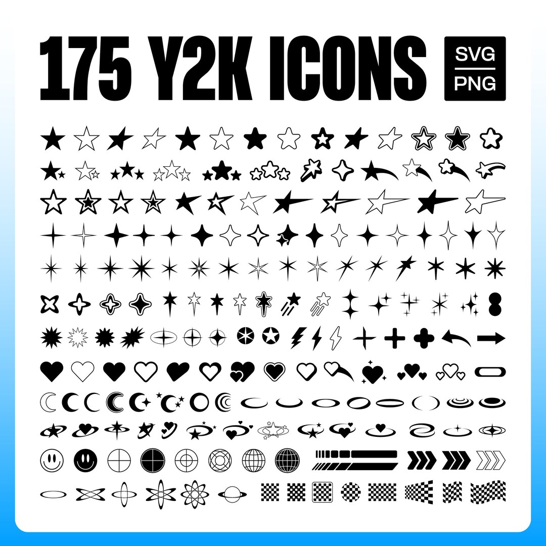 Y2K Icon Pack: Retro-futuristic Vector Graphics (SVG, PNG, Ai) - Etsy