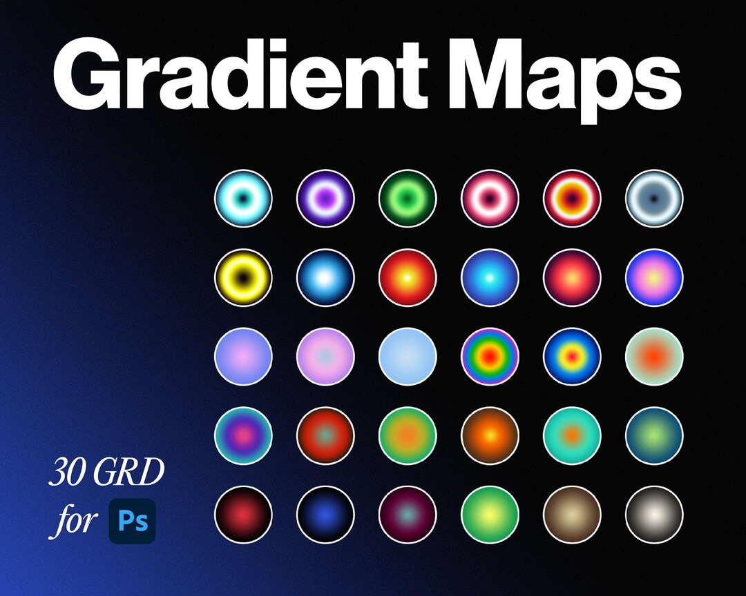 Photoshop Gradient Maps Pack 30 Hand-picked Color Gradients, .GRD Files ...