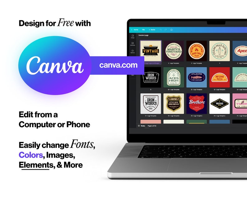 Editable Photography Logo Design, DIY Modern Canva Logo, Custom Logo ...