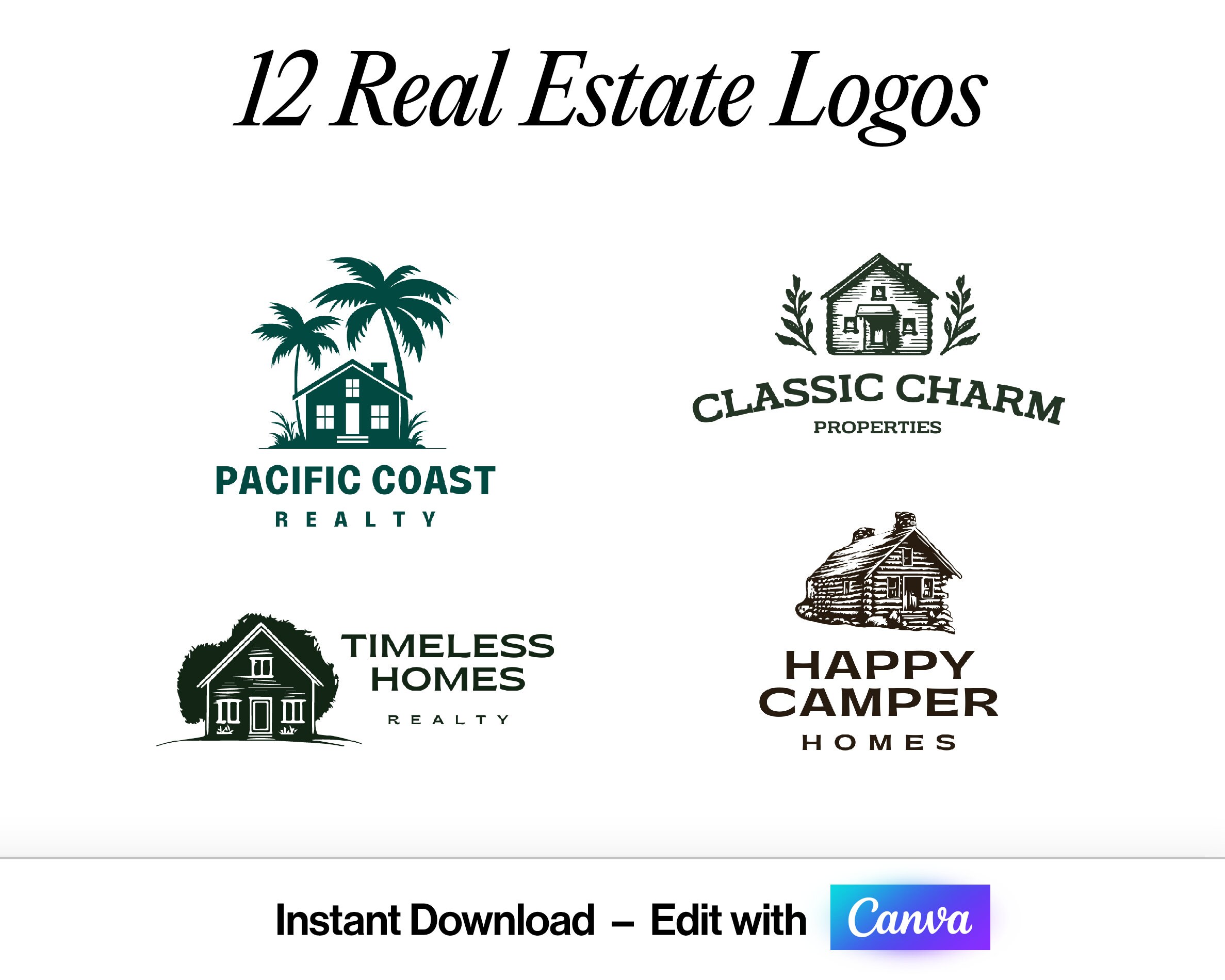 Editable Real Estate Logo Design, DIY Modern Canva Logo, Custom Logo ...