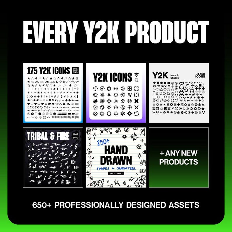 Y2K Icon Bundle: Retro-futuristic Graphics (svg/png/ai) - Etsy