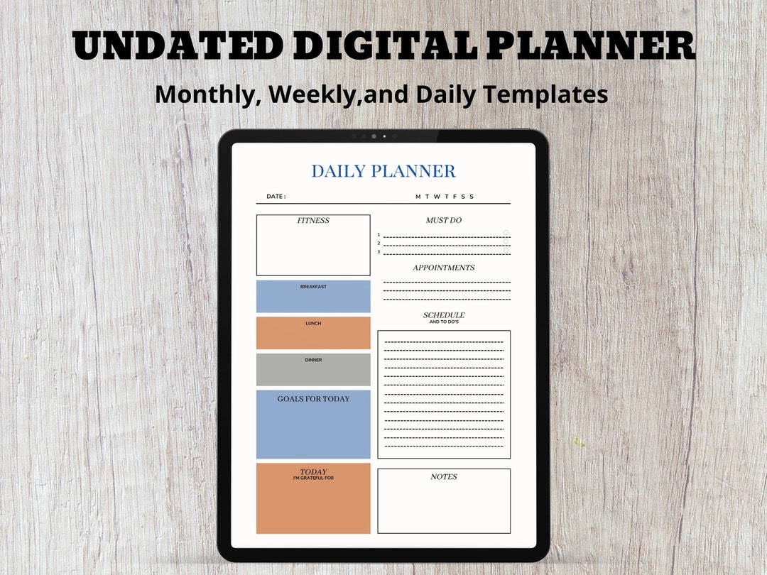 Digital Planner, Daily Planner, Undated Daily Planner, Printable ...