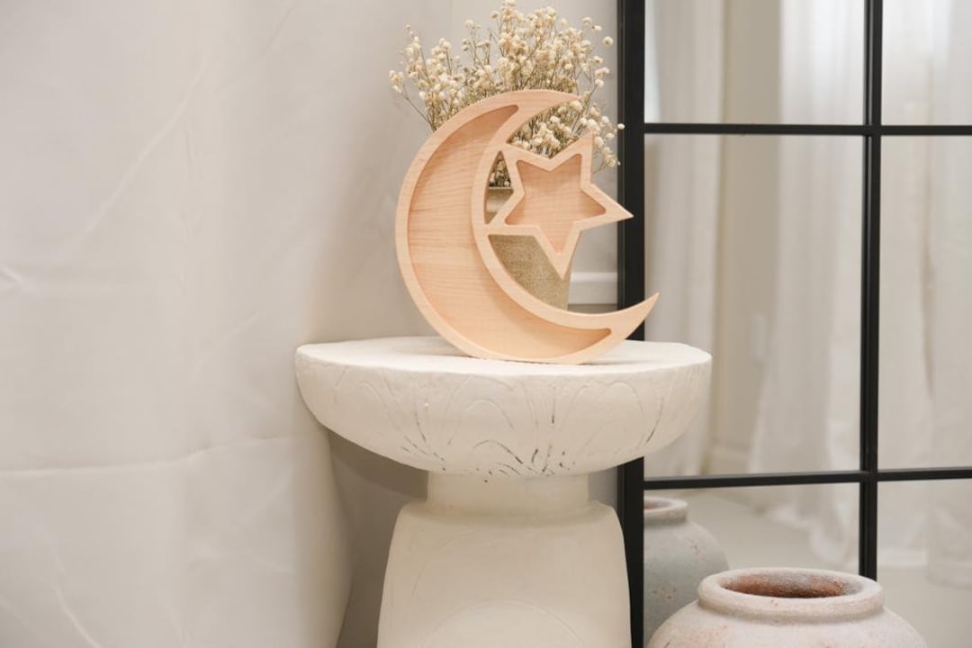 Modern Eid Ramadan Decor Wooden Crescent Moon - Etsy