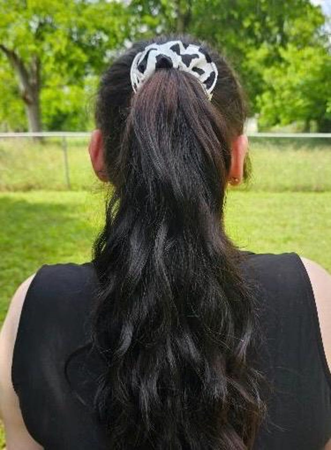 Cute Scrunchie, Ponytail Holder, 100% Cotton Hair Tie Floral Cow Print ...