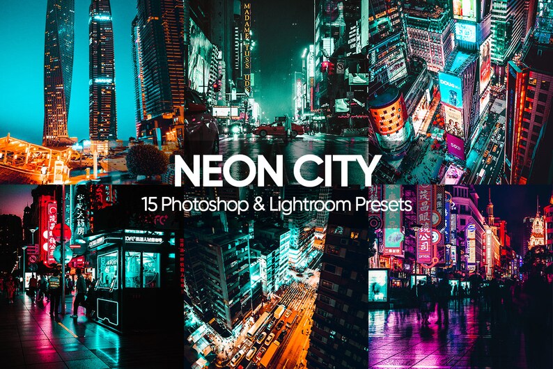 15 Neon City Lightroom Mobile & Desktop Presets, Cyberpunk, Neon ...