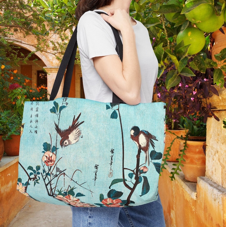 Japanese Art Weekender Tote Bag | Vintage Japan Blue Bird Art Over the ...