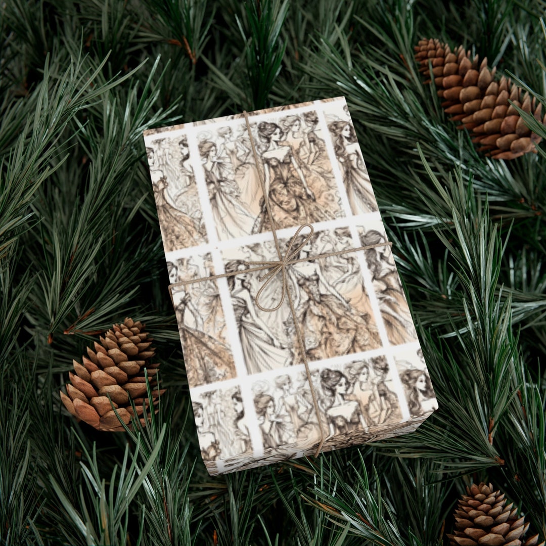 Vintage Gift Wrapping Vintage Style Sketch Art Wrapping Paper Fashion ...