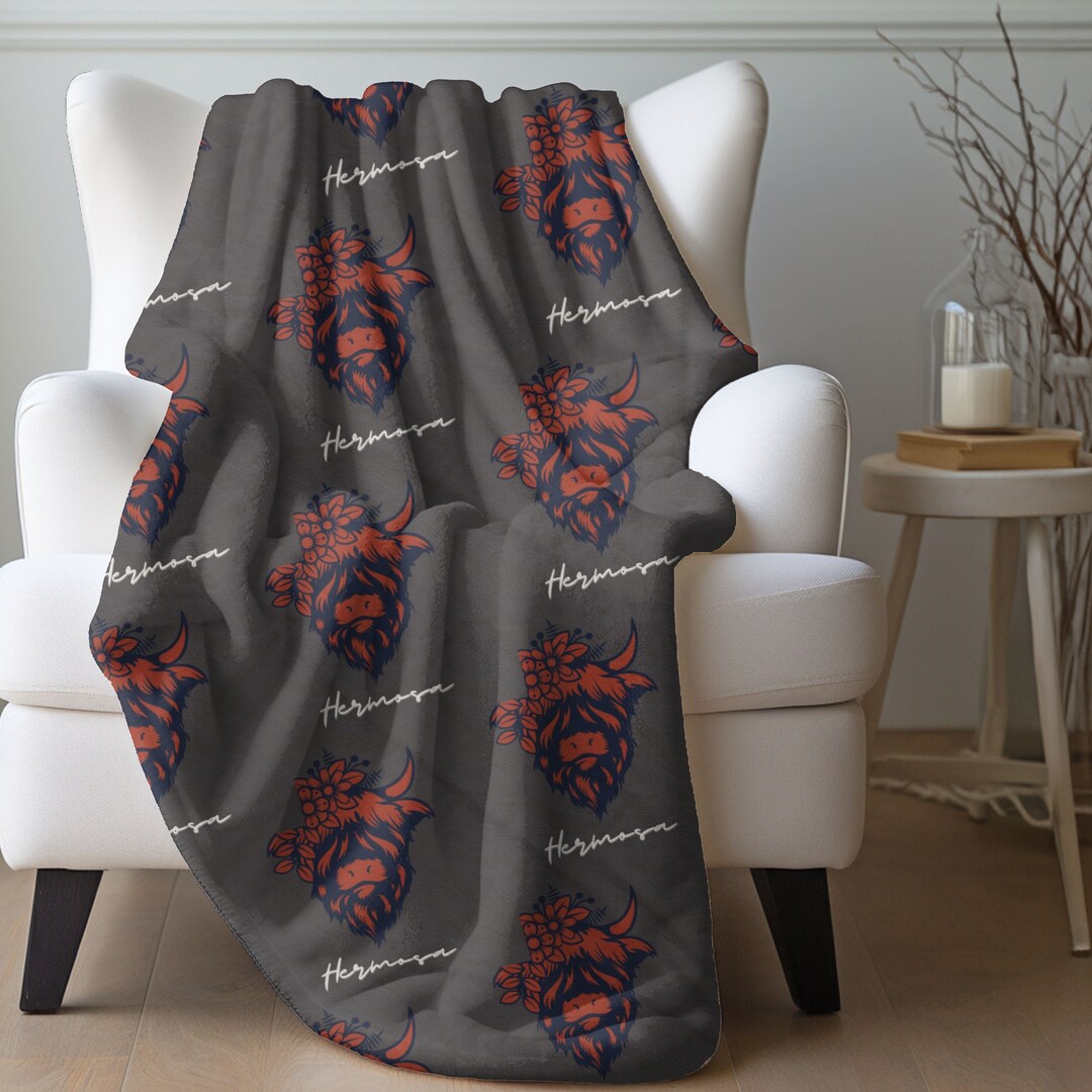 Highland Cow Throw Blanket | Hairy Cow Farmhouse Blanket, Hermosa Hairy ...