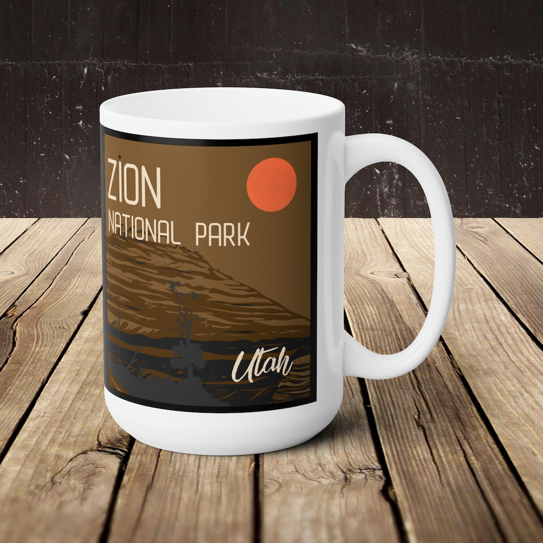 Zion Utah Mug | Utah National Parks Poster Art, WPA Vintage Style ...