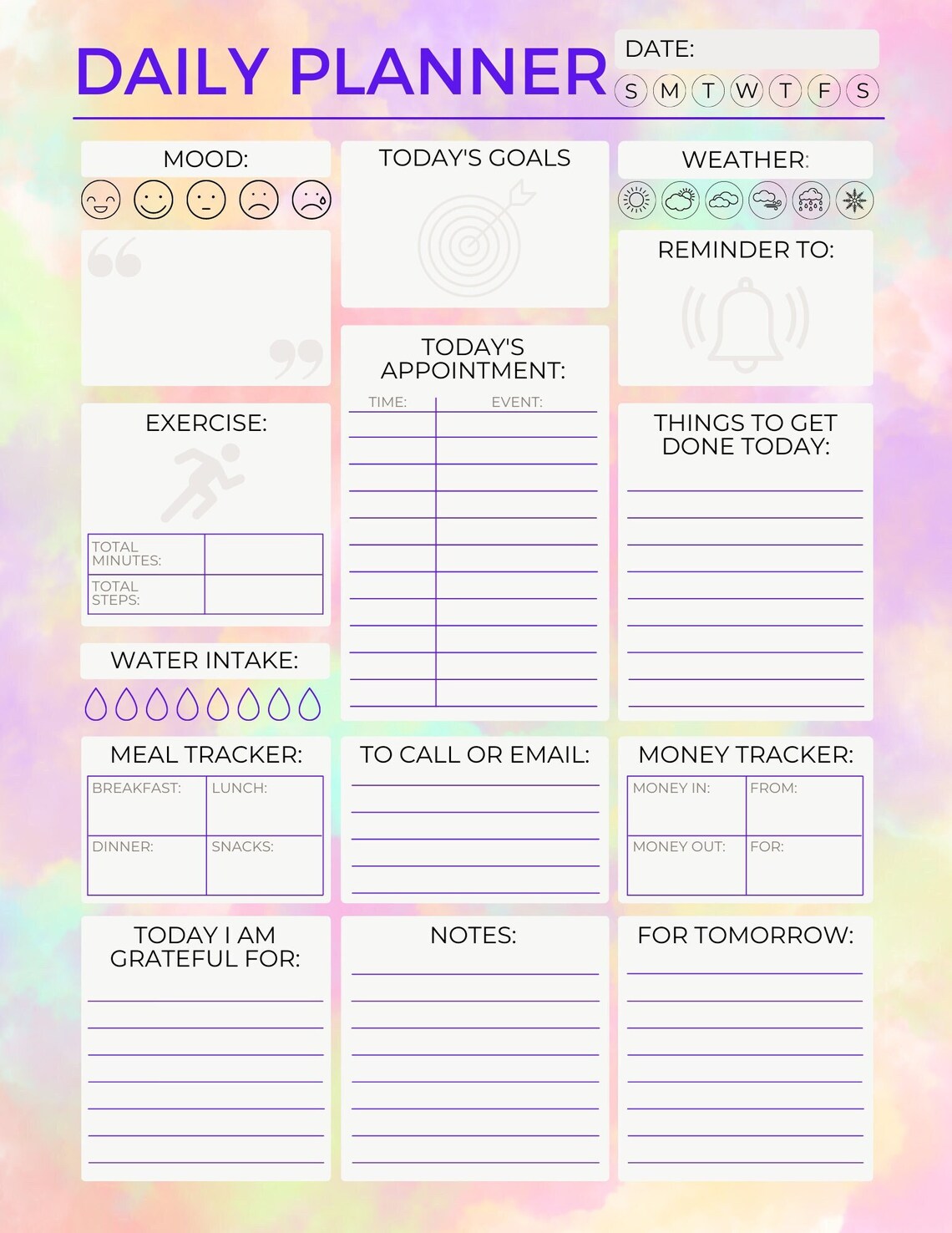 Daily Planner Pastel Rainbow - Etsy